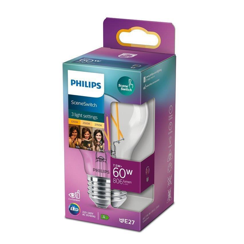 Żarówka LED Classic SceneSwitch A60 E27 7,5W =60W 2200/2500/2700K 806lm Philips - Epstryk