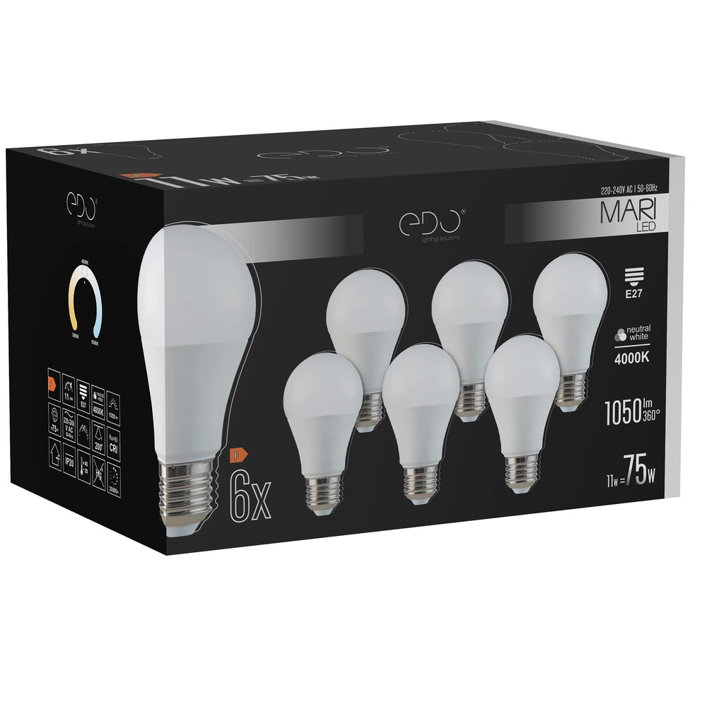 Zestaw żarówek 6x MARI LED E27 11W 4000K neutralna NW 1050lm EDO - Epstryk
